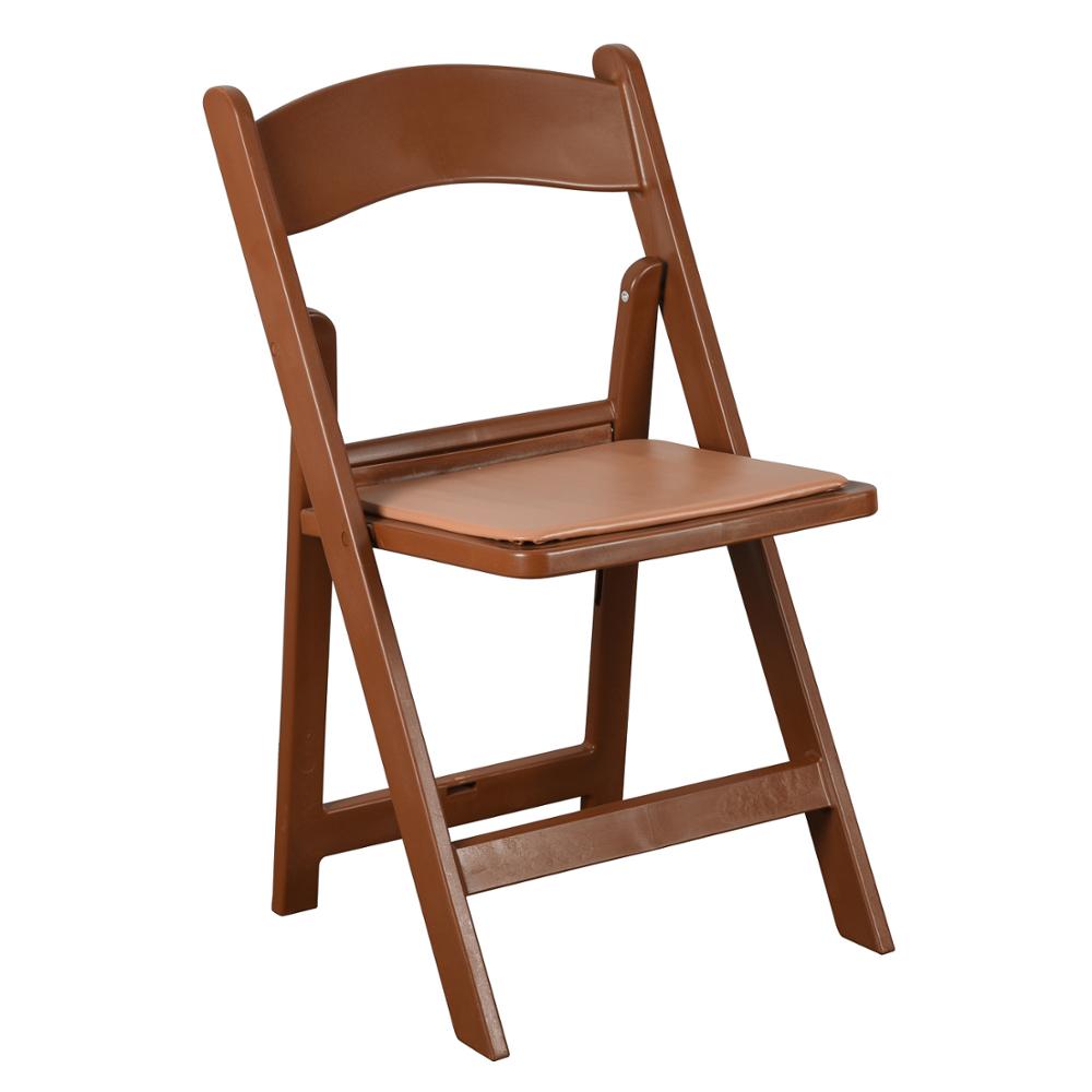 Brown hollow design resin folding chair